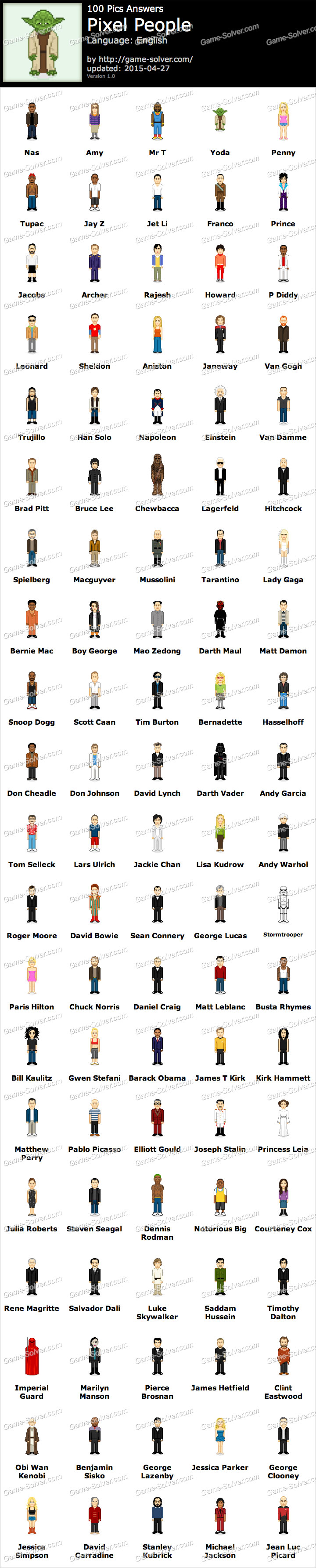 100 Pics Pixel People - Game Solver