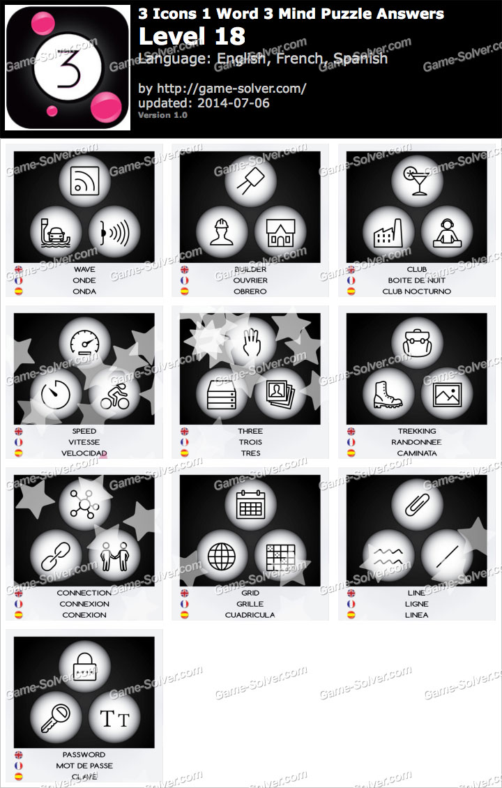 3 Icons 1 Word Level 18 • Game Solver