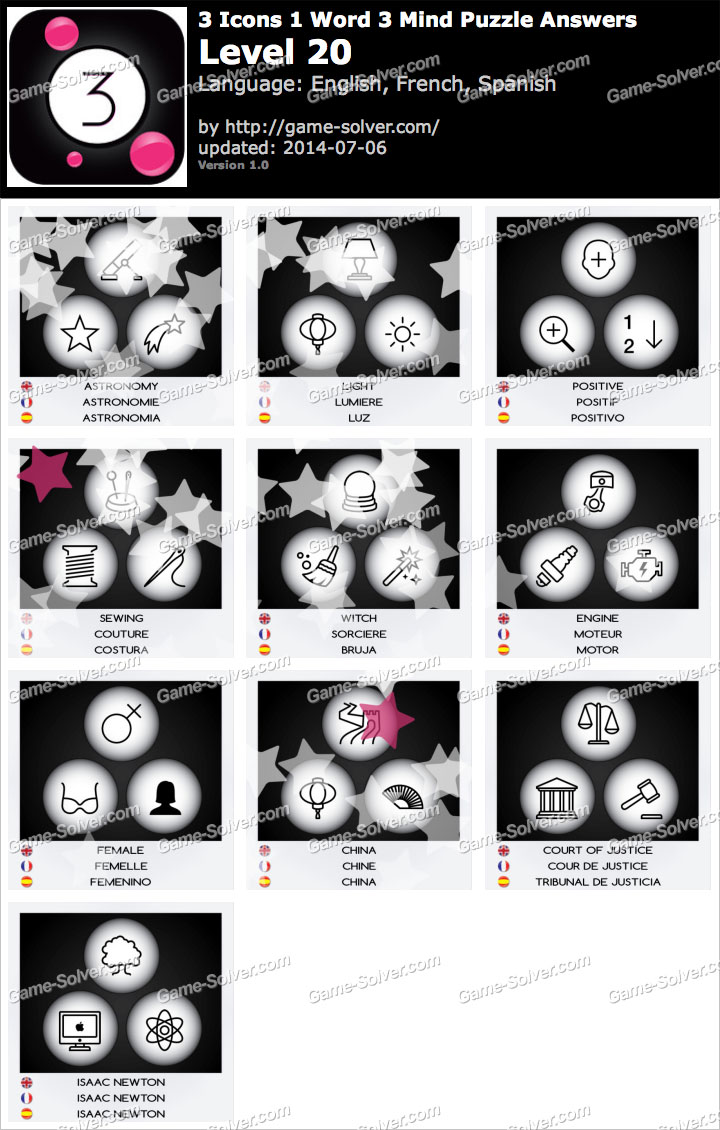 3 Icons 1 Word Level 20 • Game Solver