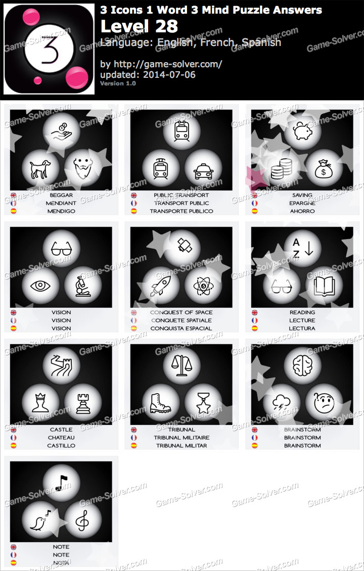 3 Icons 1 Word Level 28 • Game Solver