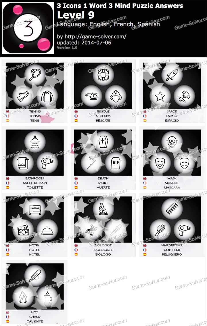 3 Icons 1 Word Level 9 • Game Solver