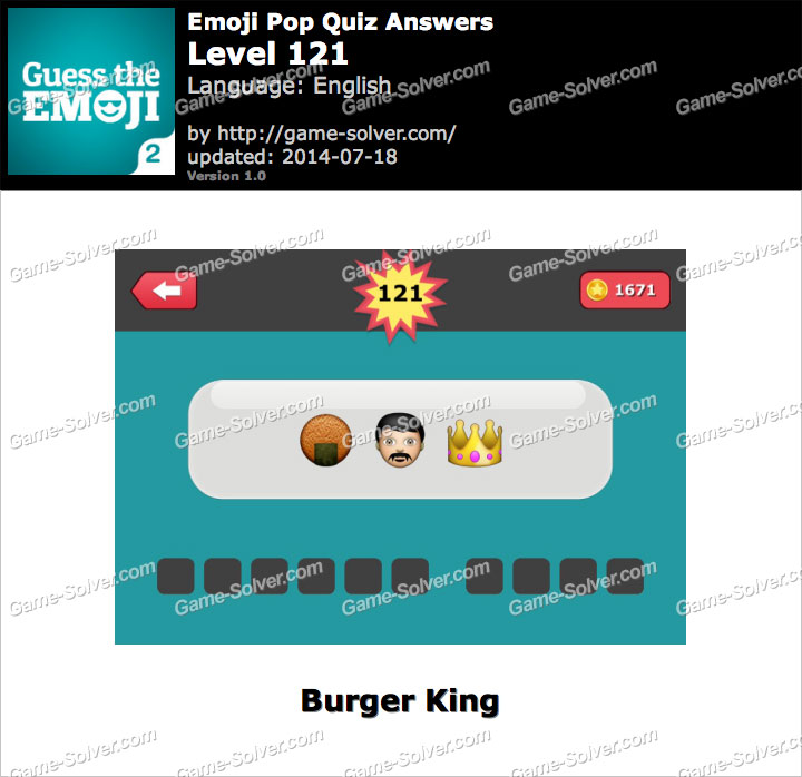 Emoji Pop Quiz Level 121 • Game Solver