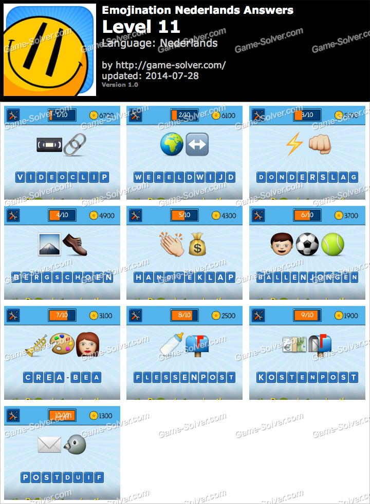 EmojiNation Nederlands Niveau 11 • Game Solver