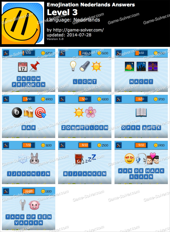 EmojiNation Nederlands Niveau 3 • Game Solver