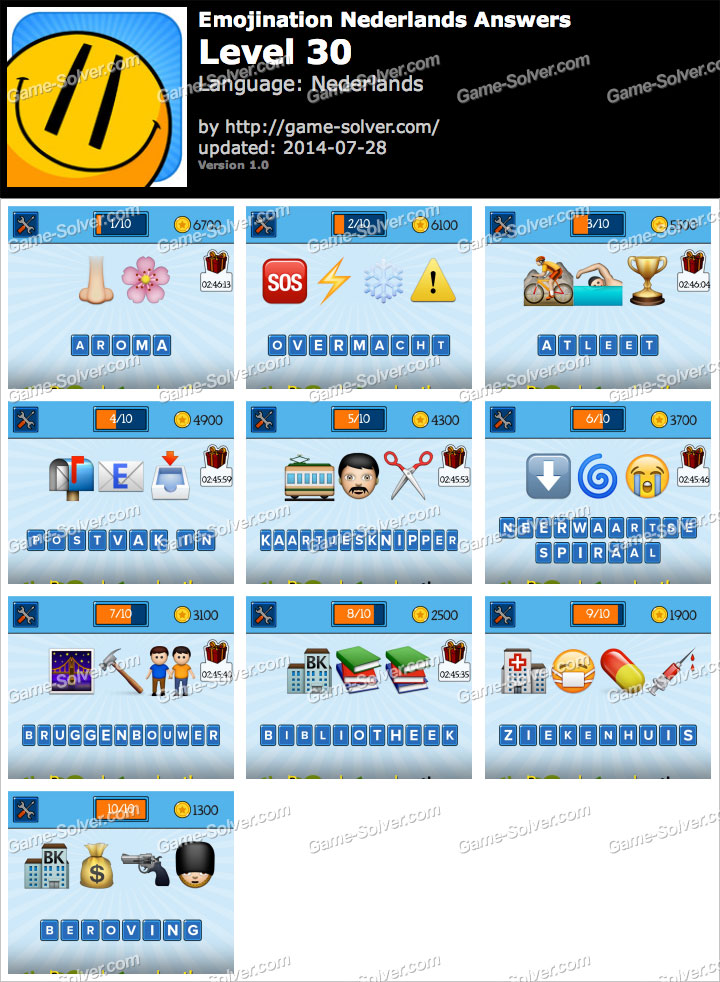 EmojiNation Nederlands Niveau 30 • Game Solver