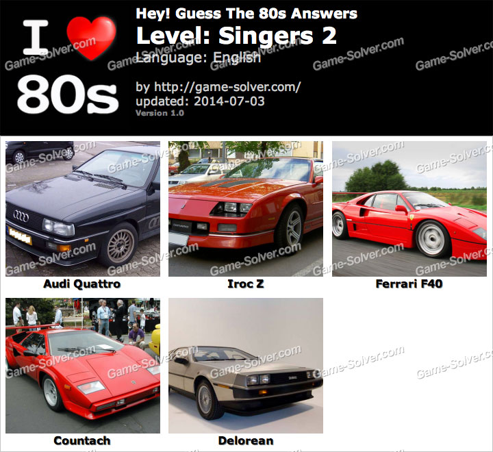 Hey Guess The 80s Singers 2 Answers • Game Solver