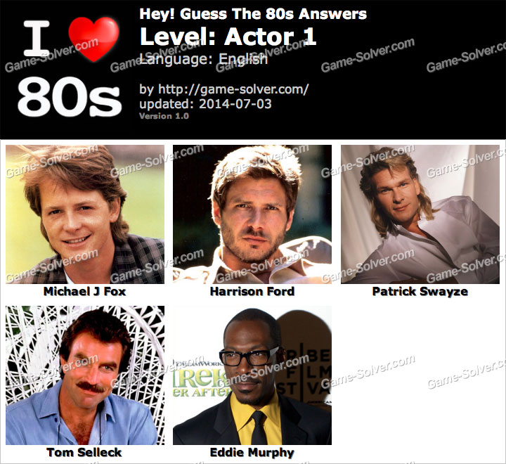 Hey Guess The 80s Actor 1 Answers • Game Solver