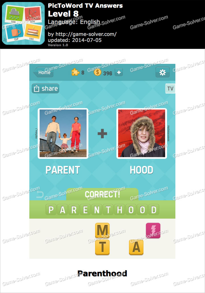 PicToWord TV Level 8 • Game Solver