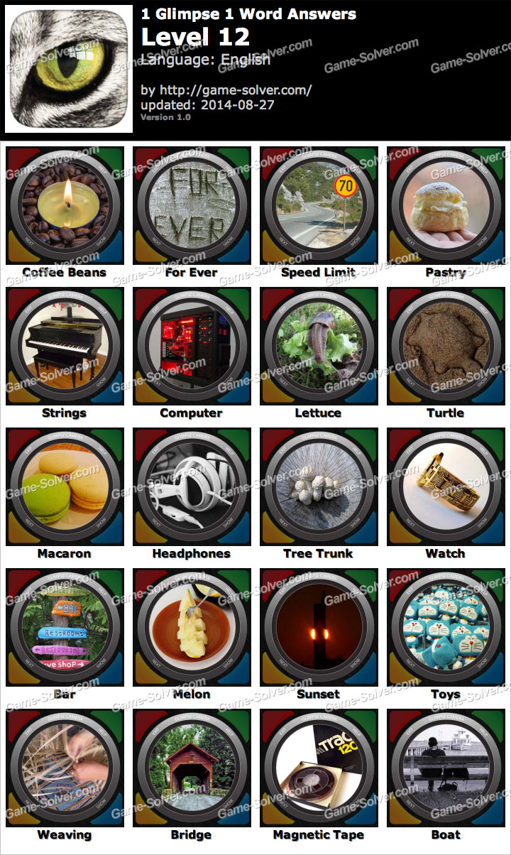 1 Glimpse 1 Word Level 12 • Game Solver