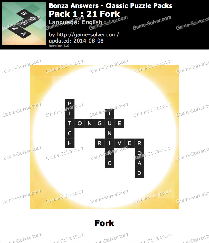 Bonza Answers Classic Puzzle Pack 1 21 Fork • Game Solver