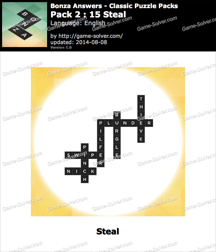 Bonza Answers Classic Puzzle Pack 2 15 Steal • Game Solver