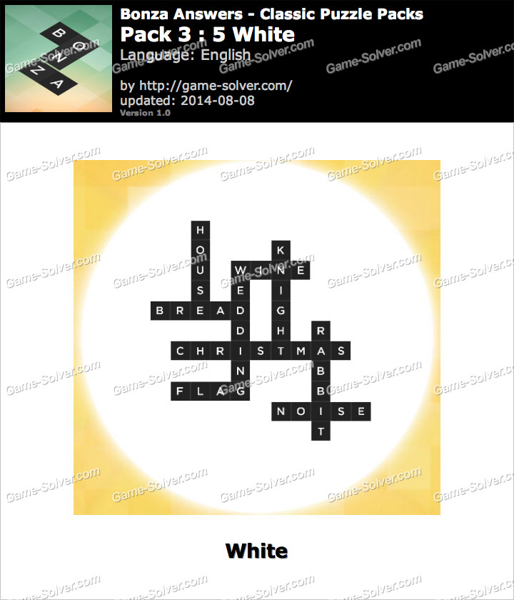 Bonza Answers Classic Puzzle Pack 3 5 White • Game Solver