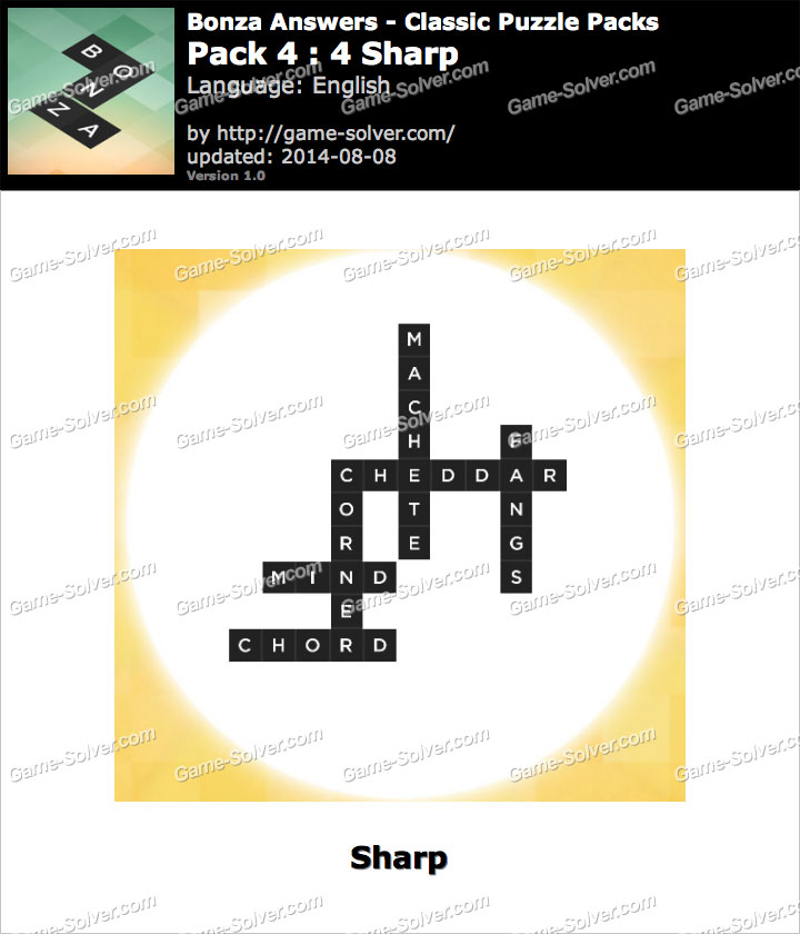 Bonza Answers Classic Puzzle Pack 4 4 Sharp • Game Solver