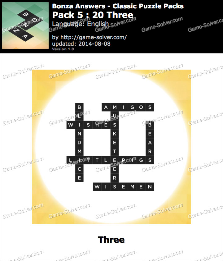 Bonza Answers Classic Puzzle Pack 5 20 Three • Game Solver
