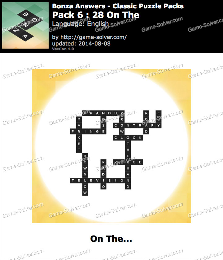 Bonza Answers Classic Puzzle Pack 6 28 On The • Game Solver