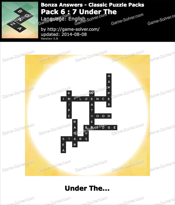 Bonza Answers Classic Puzzle Pack 6 7 Under The • Game Solver