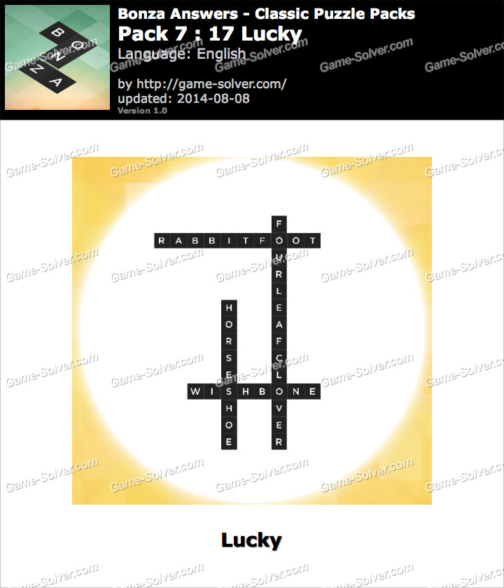 Bonza Answers Classic Puzzle Pack 7 17 Lucky • Game Solver