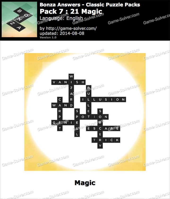 Bonza Answers Classic Puzzle Pack 7 21 Magic • Game Solver