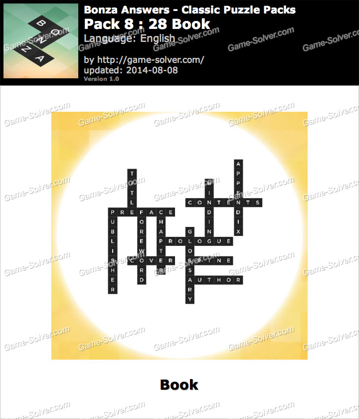 Bonza Answers Classic Puzzle Pack 8 28 Book • Game Solver