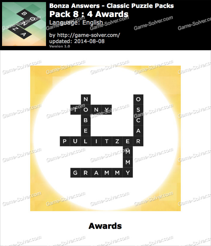 Bonza Answers Classic Puzzle Pack 8 4 Awards • Game Solver