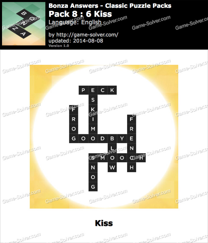 Bonza Answers Classic Puzzle Pack 8 6 Kiss • Game Solver