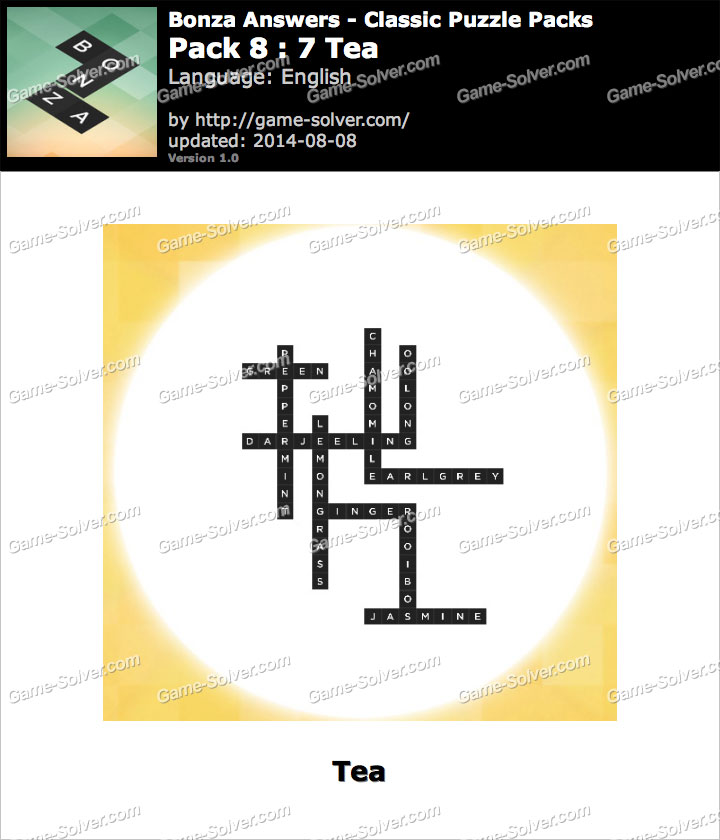 Bonza Answers Classic Puzzle Pack 8 7 Tea • Game Solver