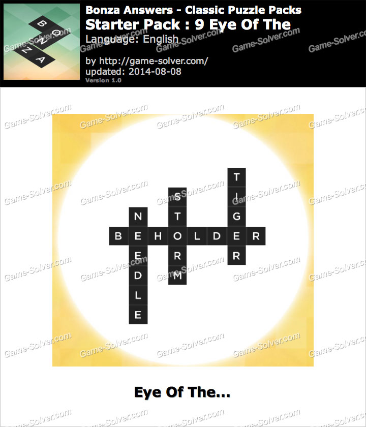 Bonza Answers Classic Puzzle Starter Pack 9 Eye Of The • Game Solver
