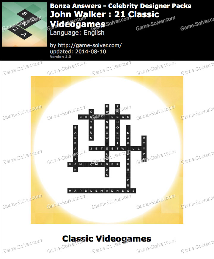 Bonza Answers John Walker 21 Classic Videogames • Game Solver