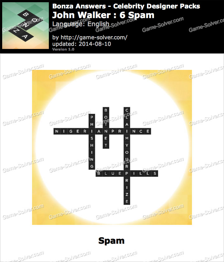 Bonza Answers John Walker 6 Spam • Game Solver