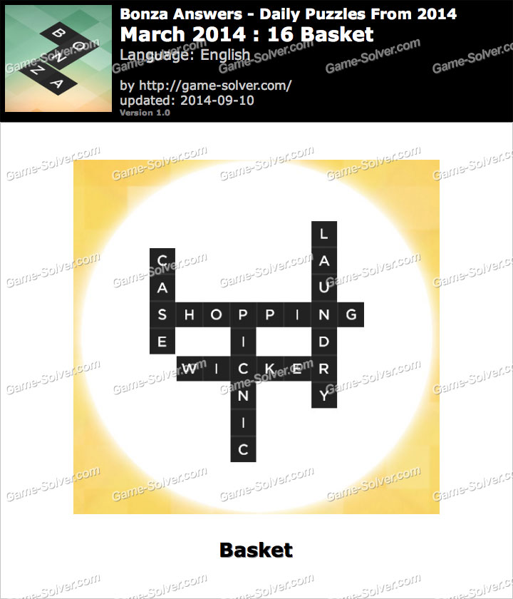Bonza Answers March 2014 16 Basket • Game Solver