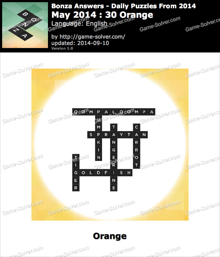 Bonza Answers May 2014 30 Orange • Game Solver