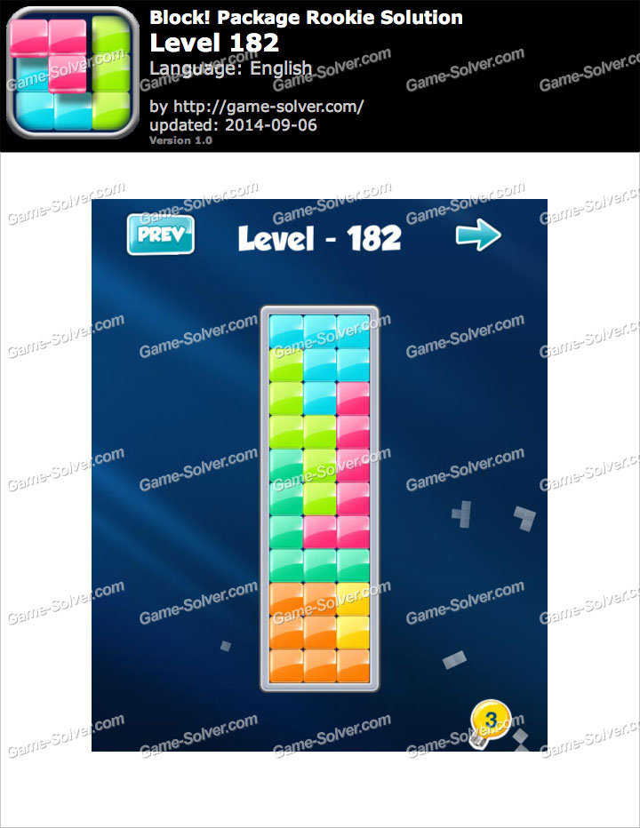 Block! Package Rookie Level 182 • Game Solver