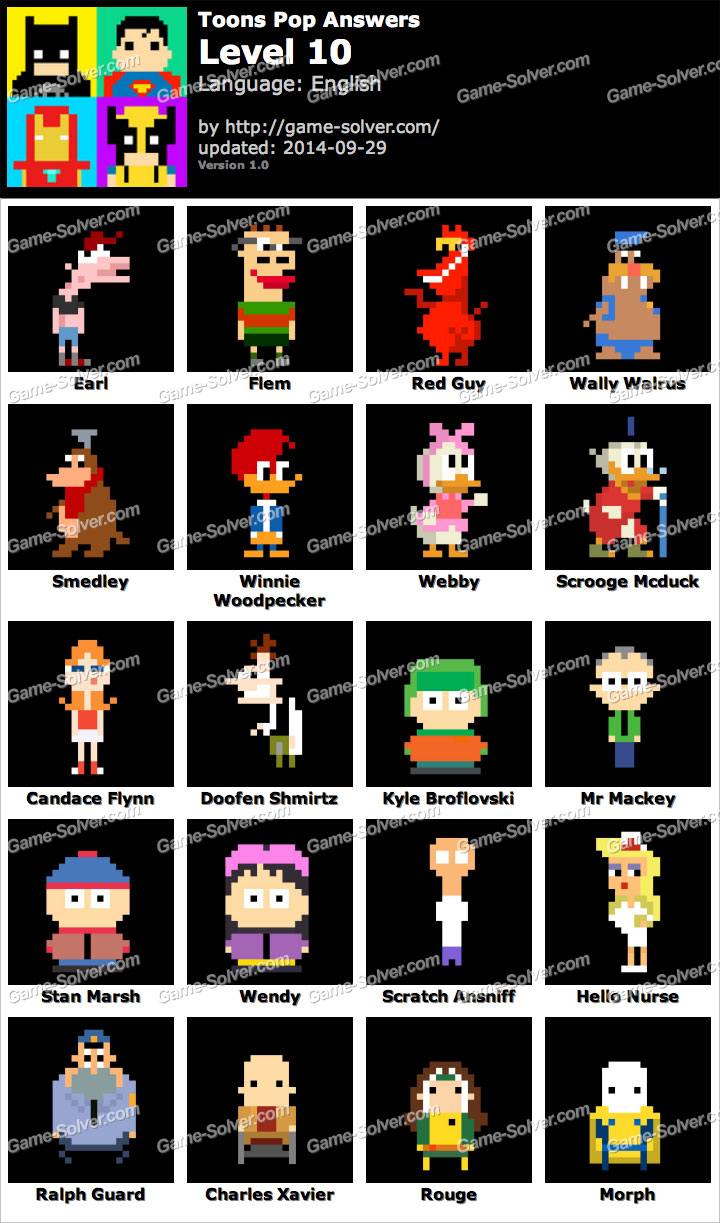 Toons Pop Level 10 • Game Solver