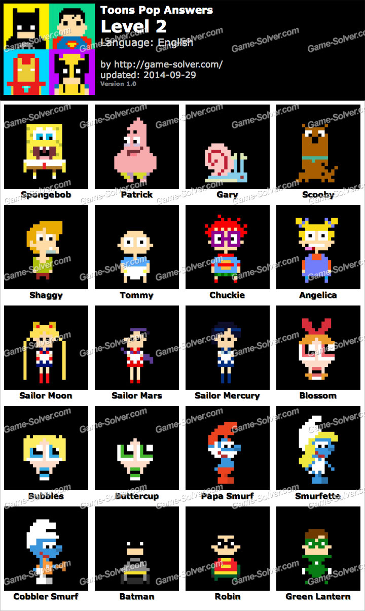 Toons Pop Level 2 • Game Solver