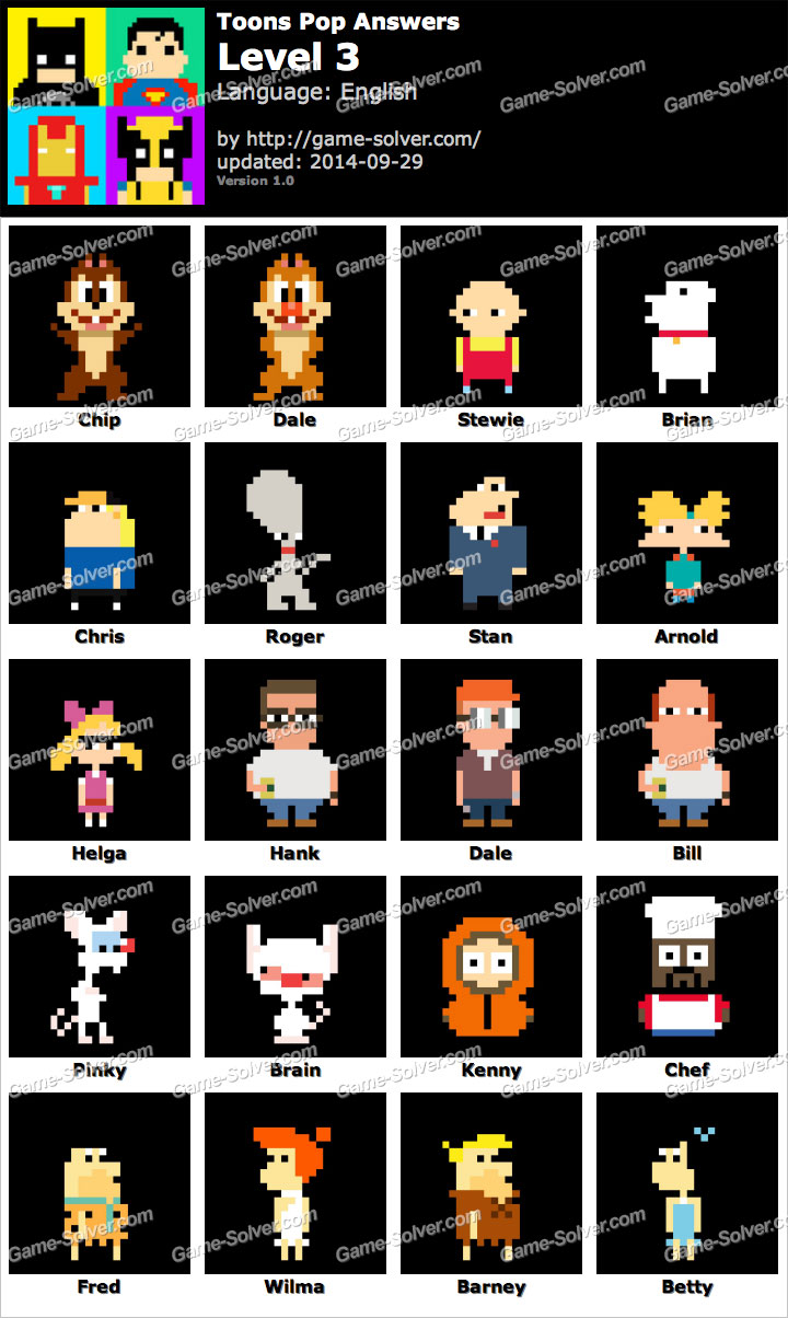 Toons Pop Level 3 • Game Solver