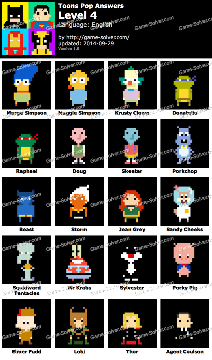 Toons Pop Level 4 • Game Solver