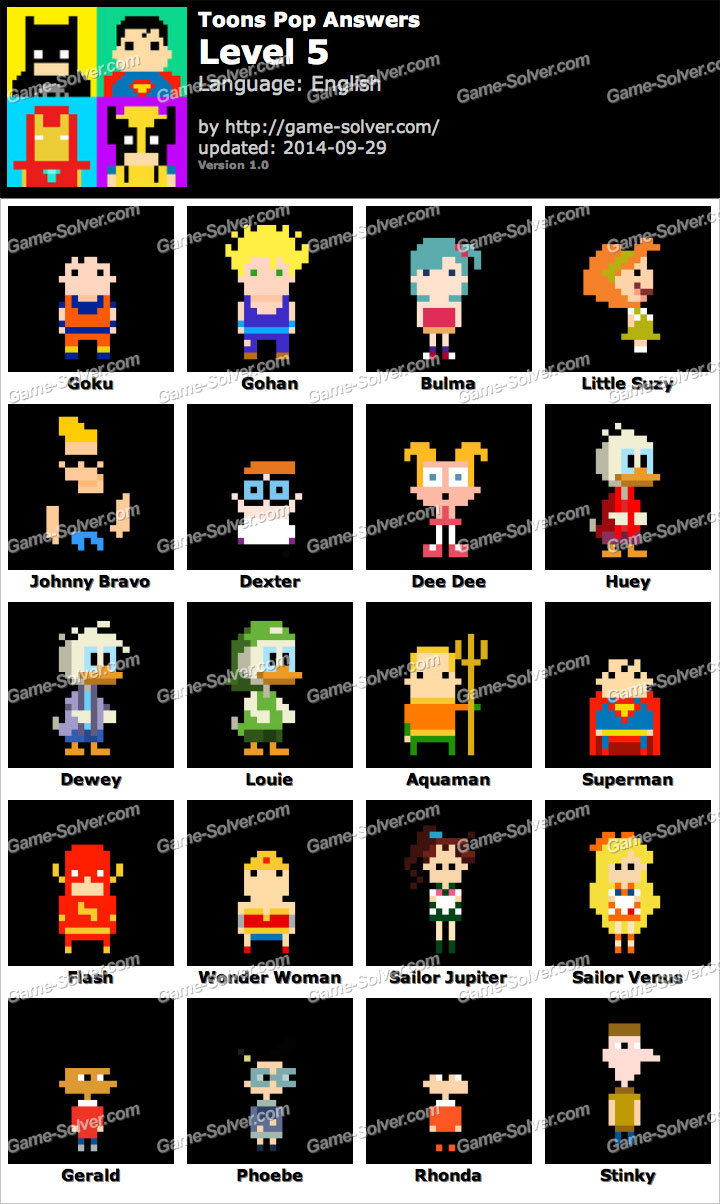 Toons Pop Level 5 • Game Solver