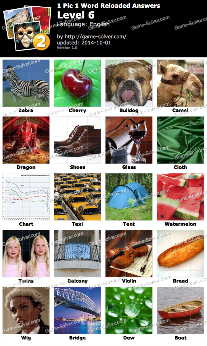 1 Pic 1 Word Reloaded Level 6 • Game Solver