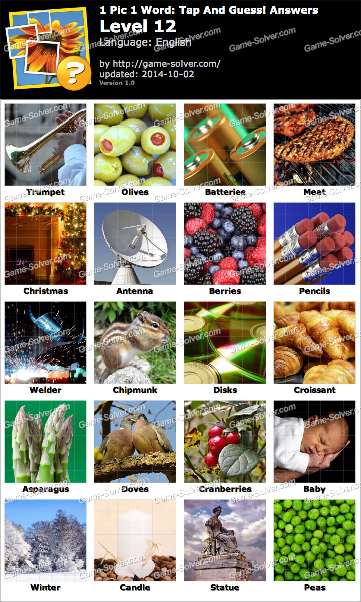 1 Pic 1 Word Tap And Guess Level 12 • Game Solver