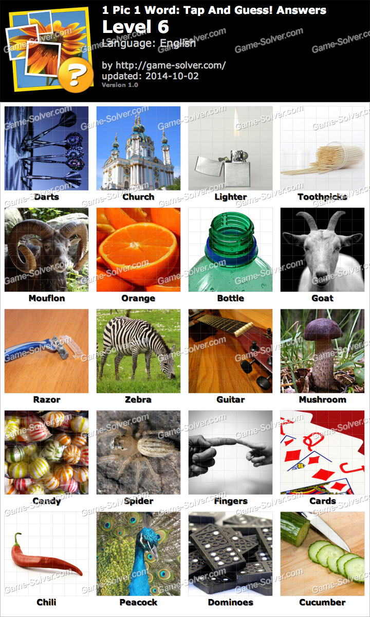 1 Pic 1 Word Tap And Guess Level 6 • Game Solver