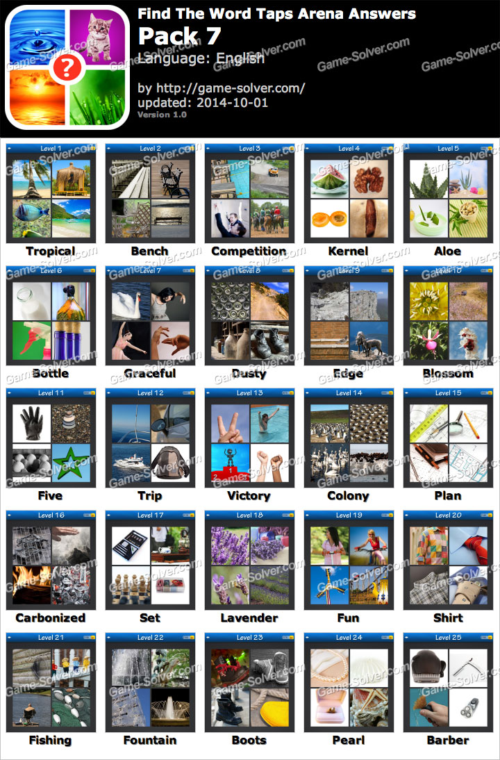 Find The Word Taps Arena Pack 7 • Game Solver