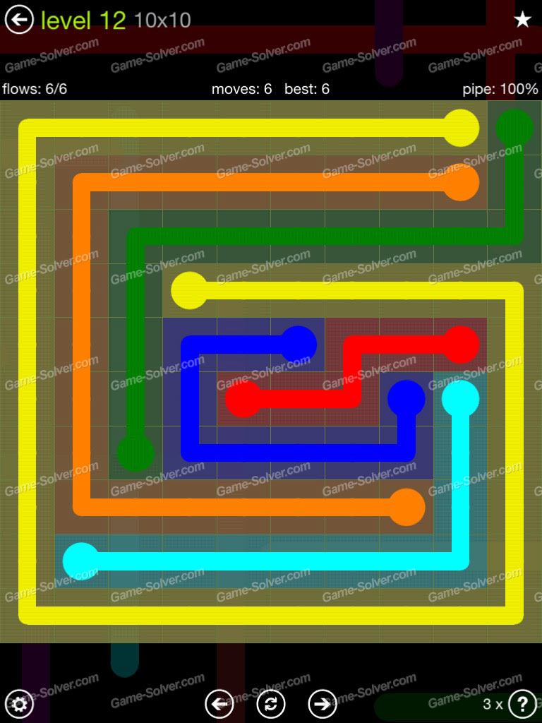 Flow Extreme Pack 10x10 Level 12 • Game Solver