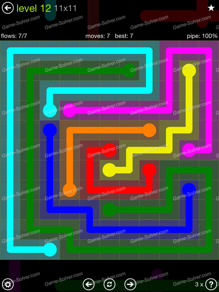Flow Extreme Pack 11x11 Level 12 • Game Solver