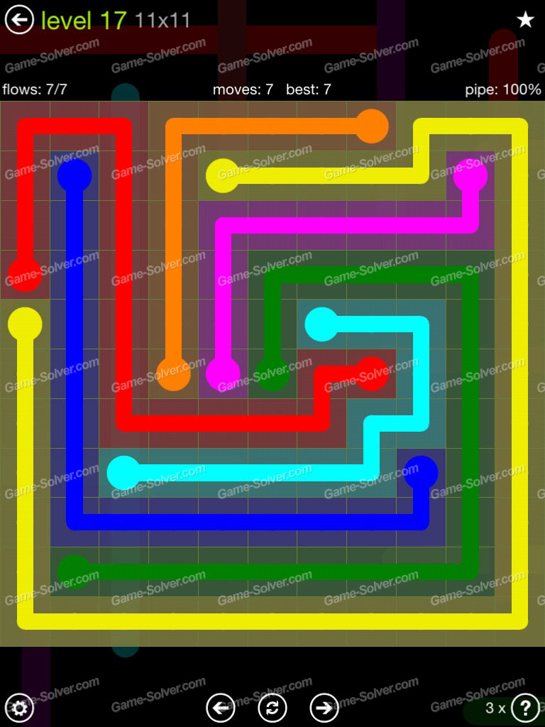 Flow Extreme Pack 11x11 Level 17 • Game Solver