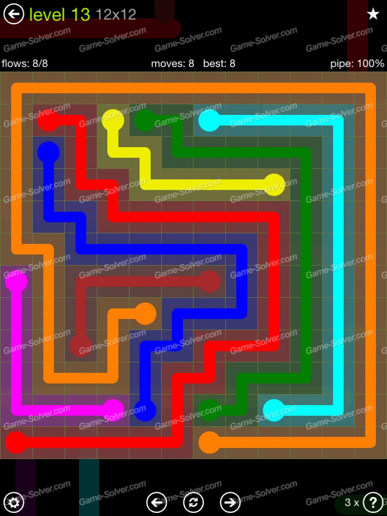 Flow Extreme Pack 12x12 Level 13 • Game Solver