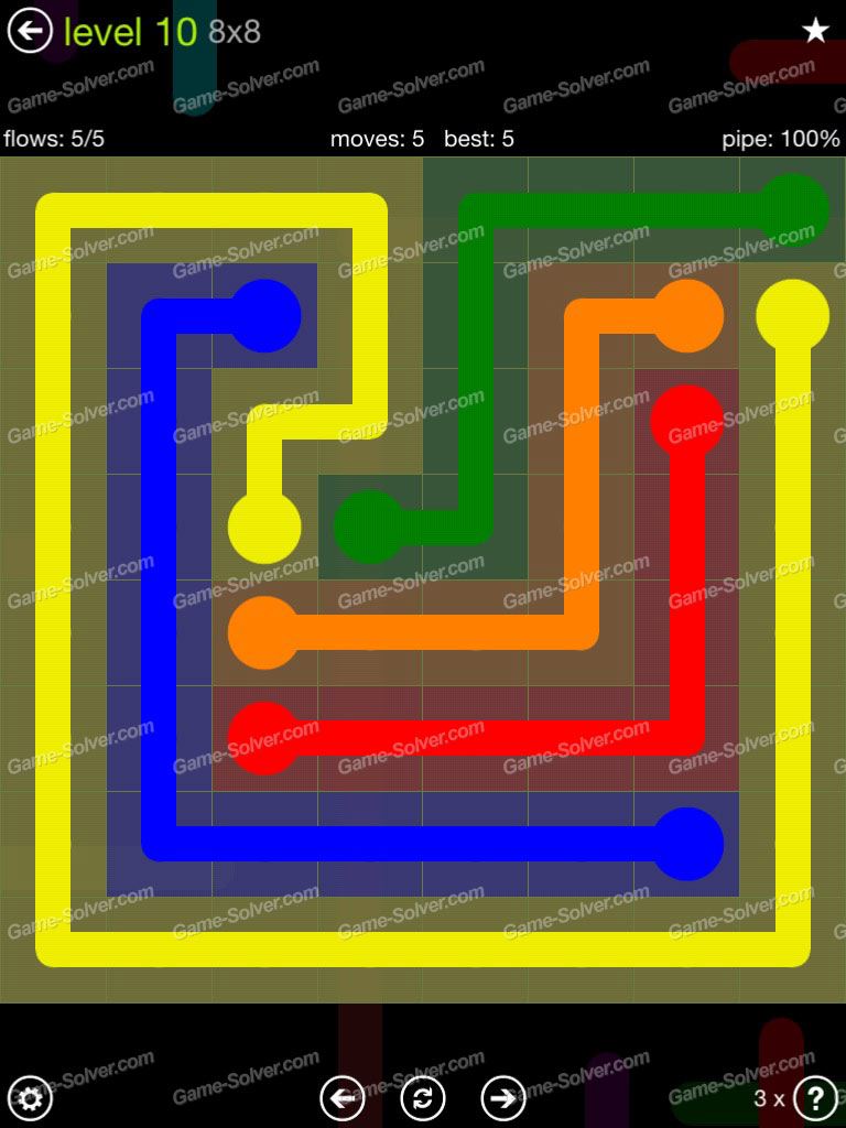 Flow Extreme Pack 8x8 Level 10 • Game Solver