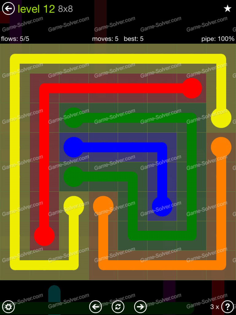 Flow Extreme Pack 8x8 Level 12 • Game Solver