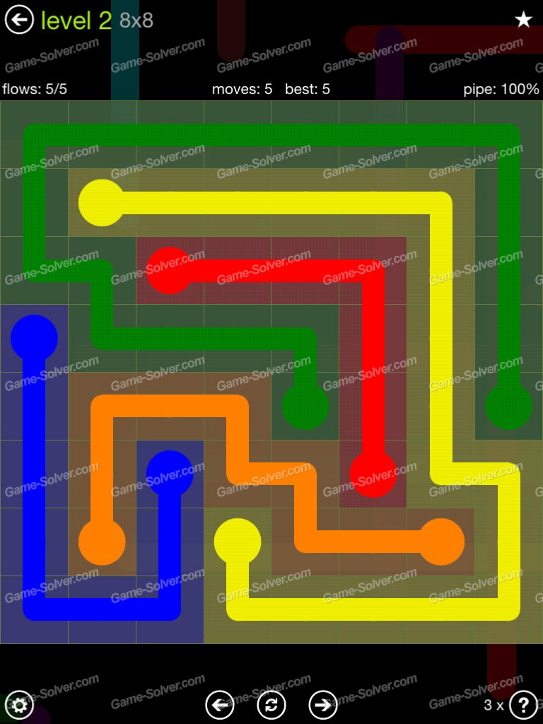 Flow Extreme Pack 8x8 Level 2 • Game Solver