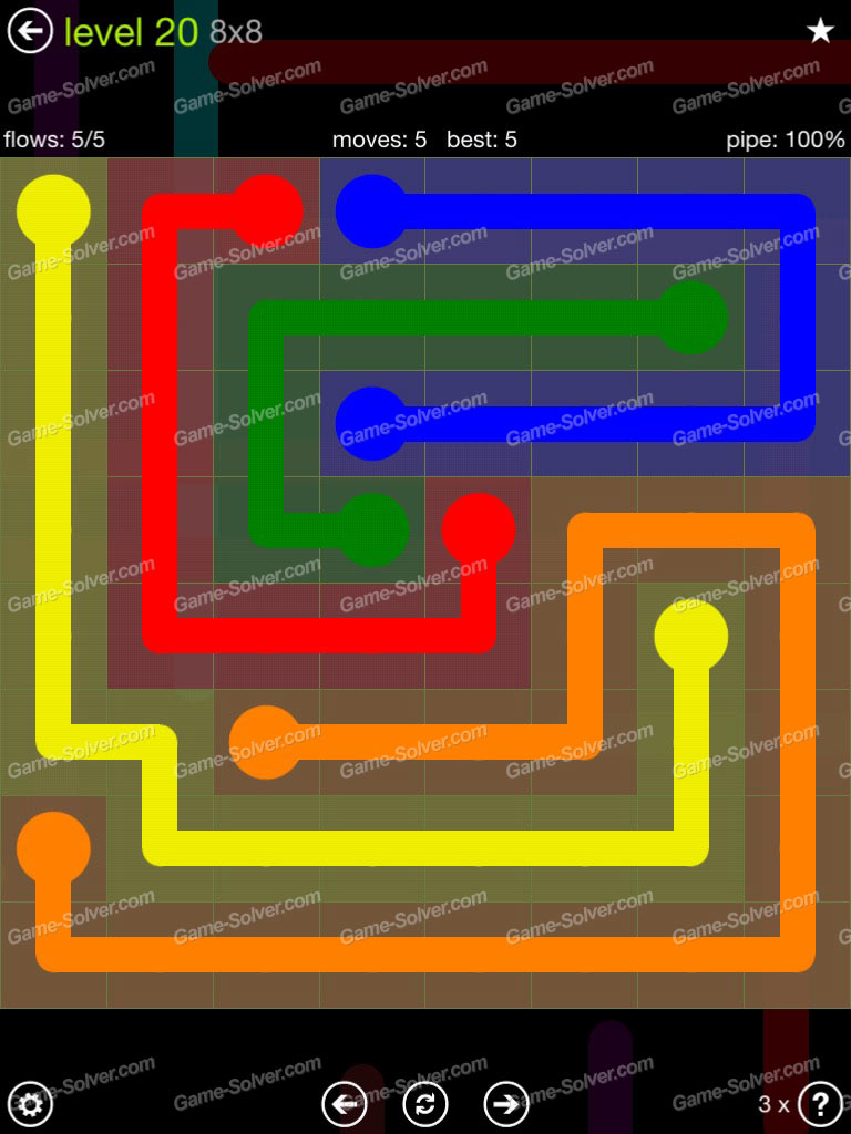 Flow Extreme Pack 8x8 Level 20 • Game Solver