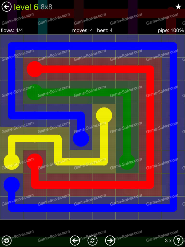 Flow Extreme Pack 8x8 Level 6 • Game Solver